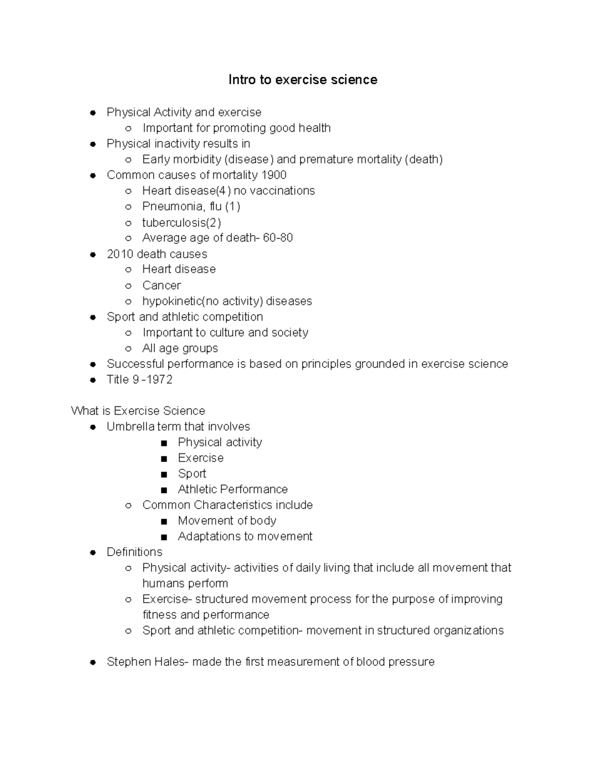 Introduction to Exercise Science Lecture - Intro to exercise science ...