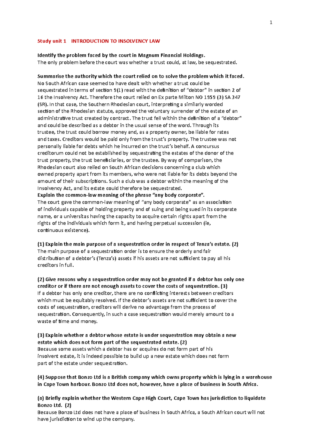 Labour law -exam notes - LLW2602 - Unisa - Studocu