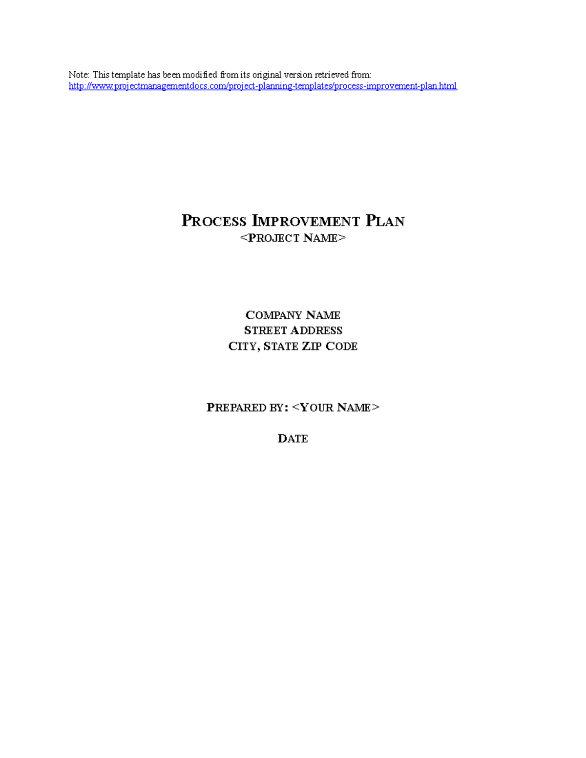 Process-Improvement-Plan Template - Note: This template has been ...