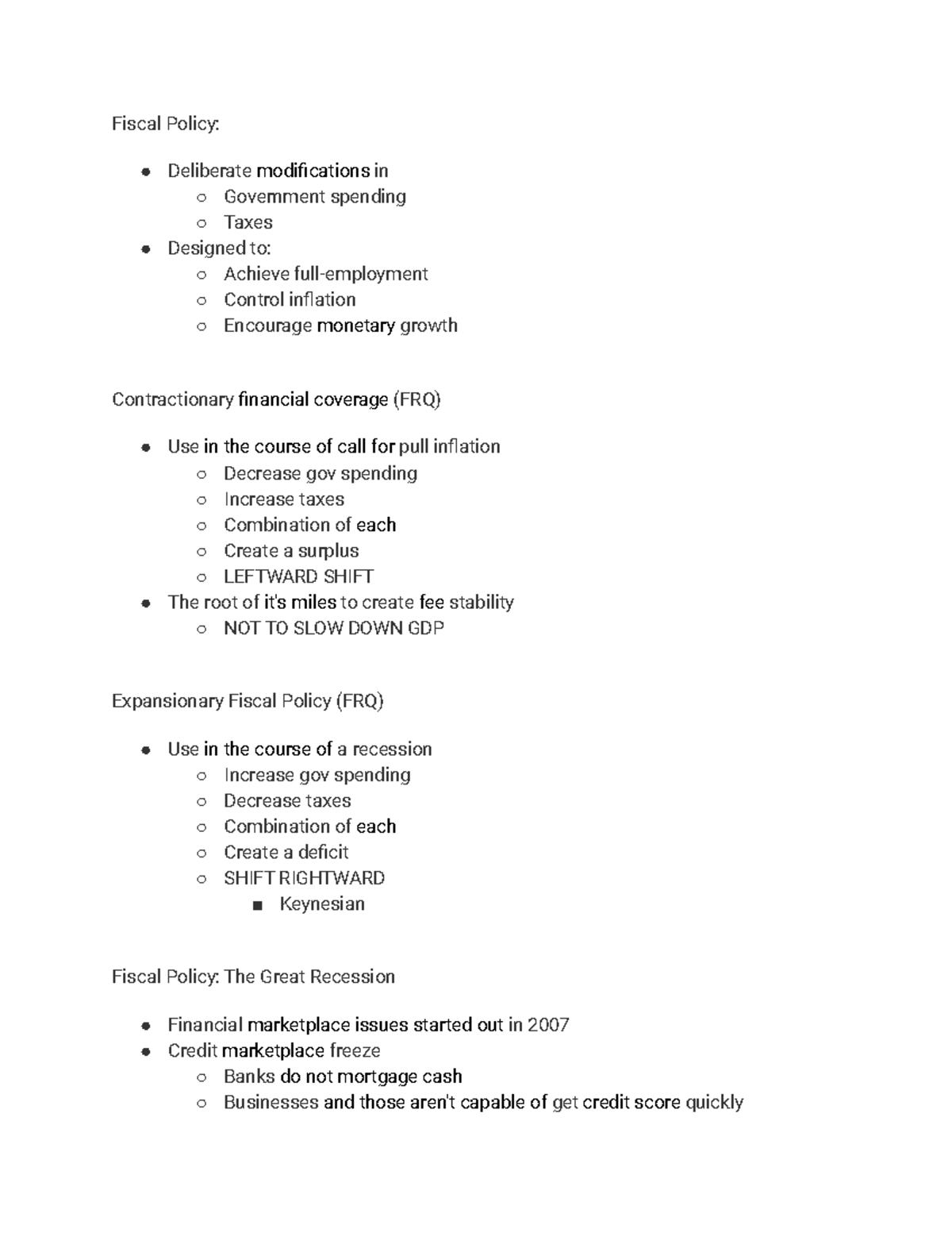 Macro Notes Part 3 - Fiscal Policy: Deliberatemodiûcationsin Government ...