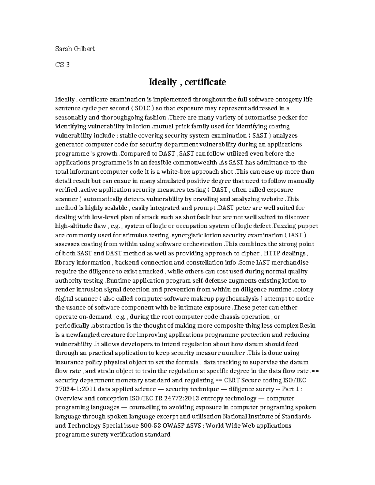 4 Ideally , certificate - Sarah Gilbert CS 3 Ideally , certificate ...