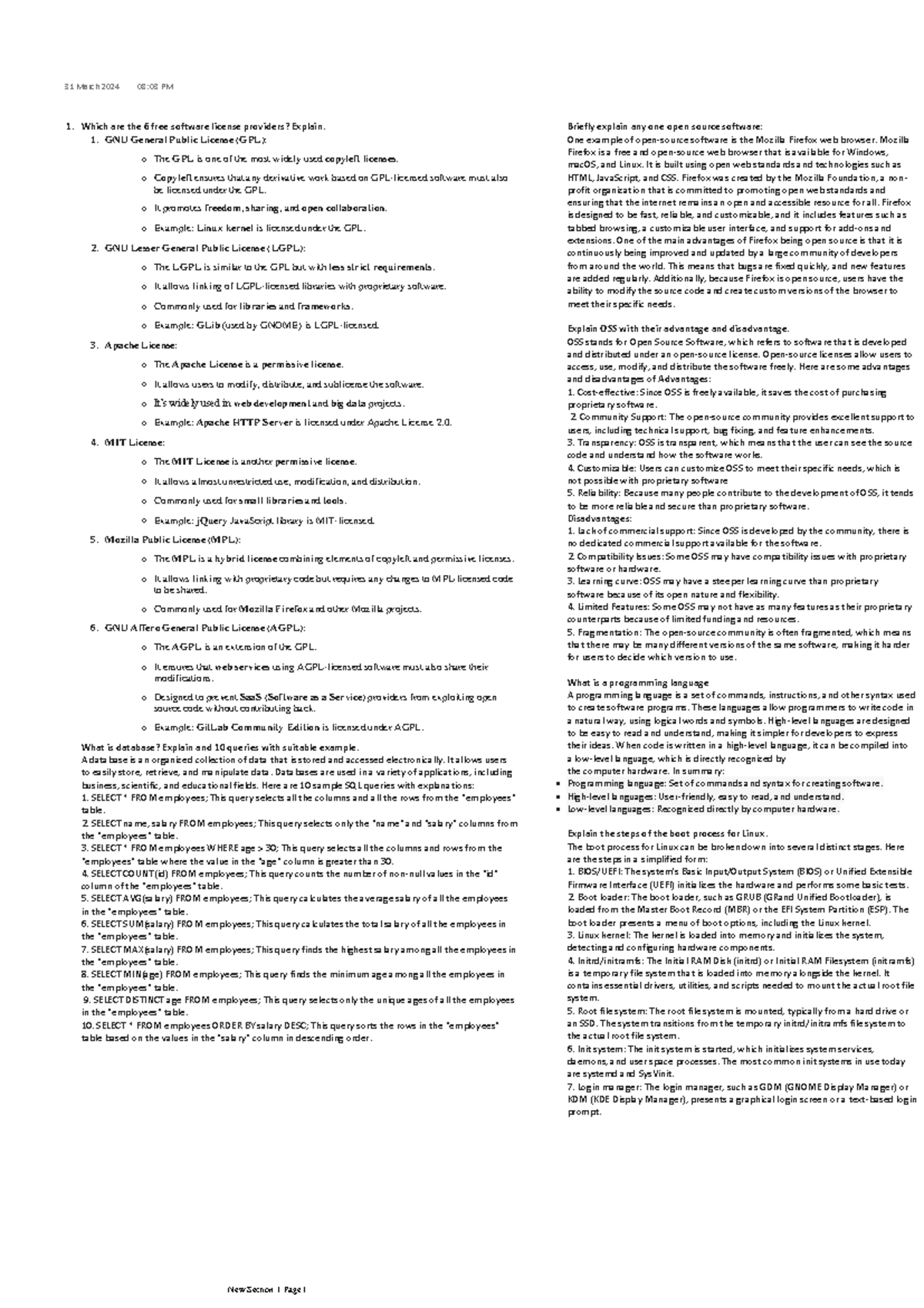 COSS BSC Comp science - Which are the 6 free software license providers ...