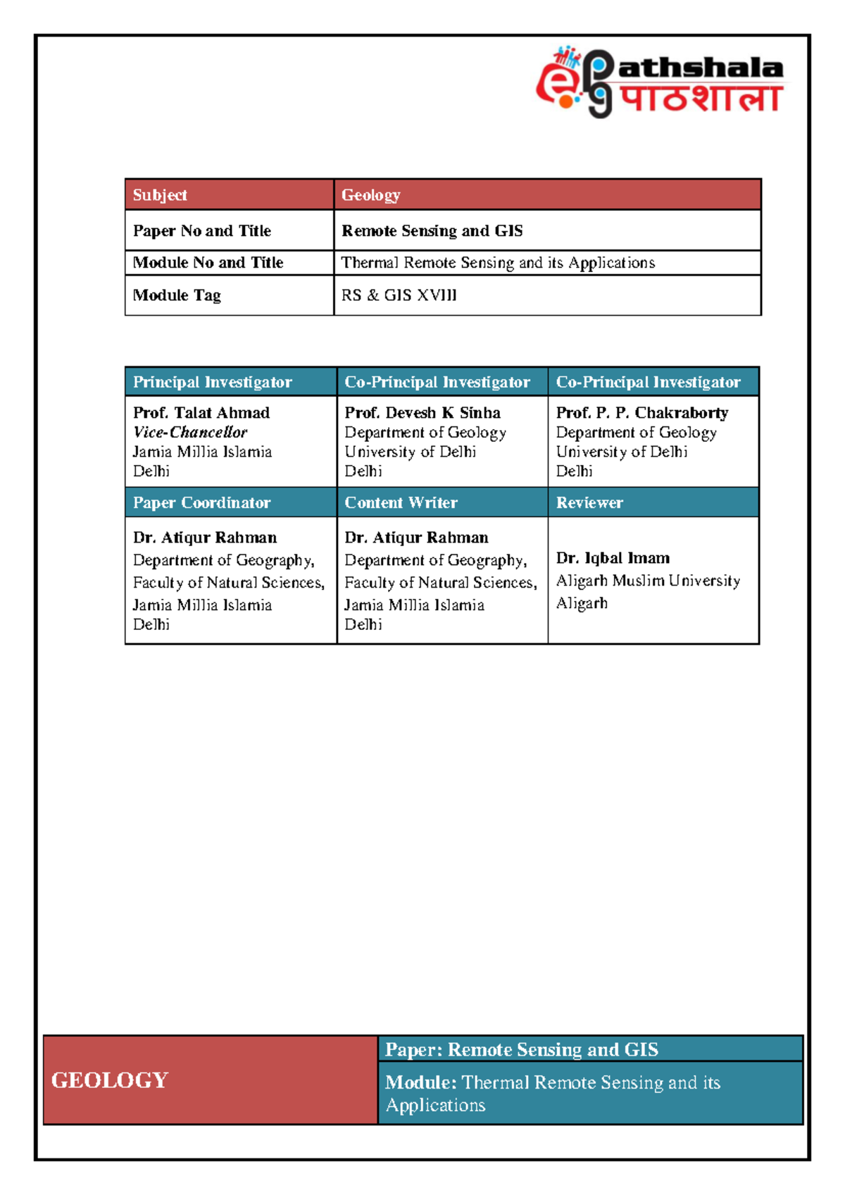 Thermal Remote Sensing and its applications - Talat Ahmad Vice ...