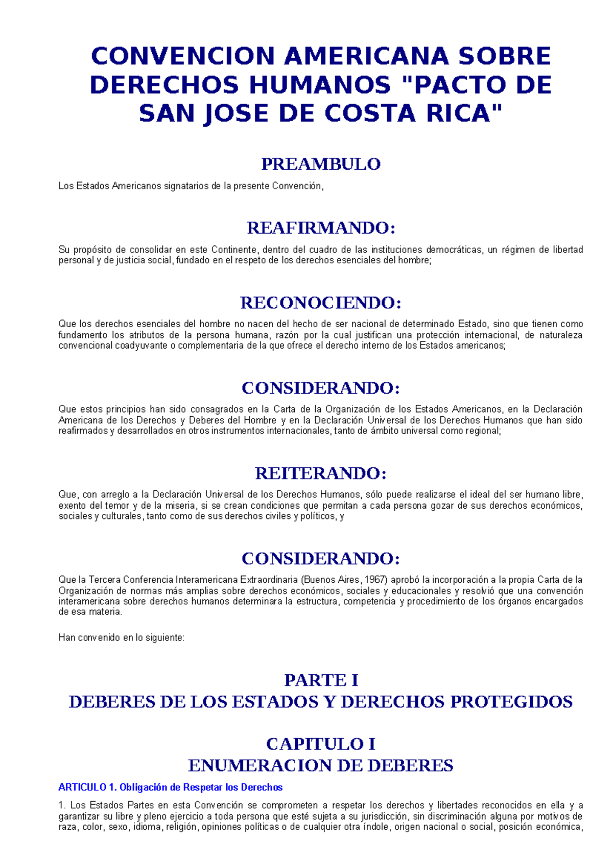 A203 Convención Americana Sobre Derechos Humanos Convencion Americana