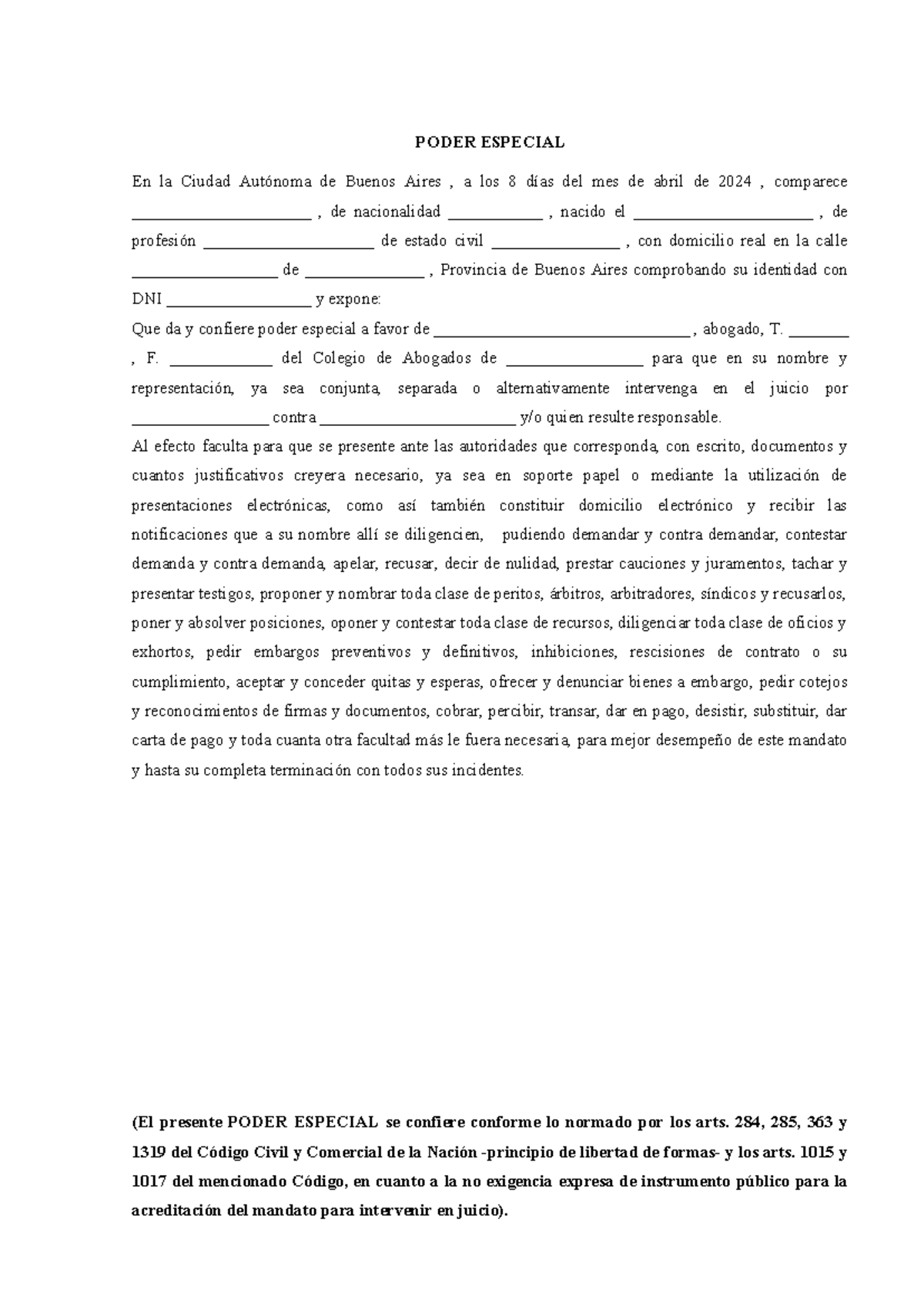 Modelo-DE- Poder- Especial 0 - PODER ESPECIAL En la Ciudad Autónoma de ...