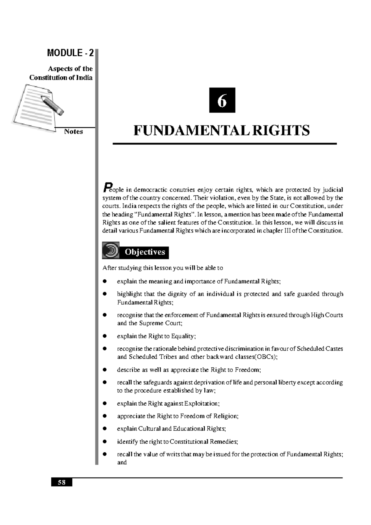 Fundamental Rights - MODULE - 2 Notes Political Science Aspects of the ...