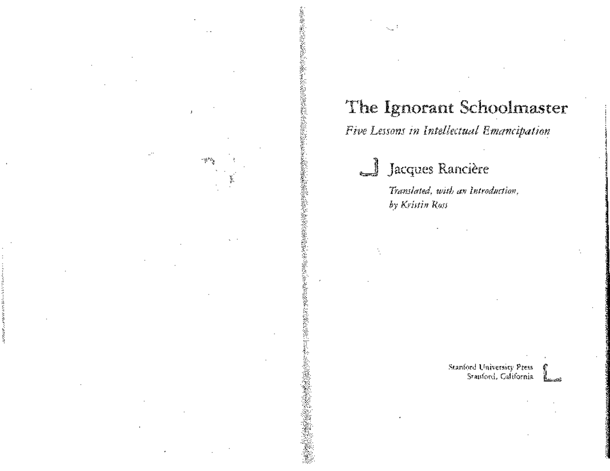 The Ignorant Schoolmaster Five Lessons in Intellectual Emancipation ...