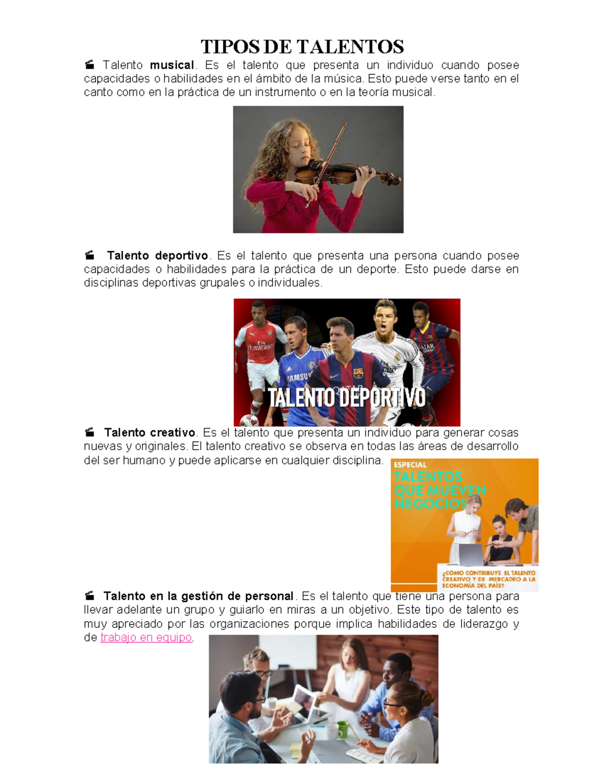 Tipos DE Talentos - hgjgjghjhj - TIPOS DE TALENTOS Talento musical. Es ...