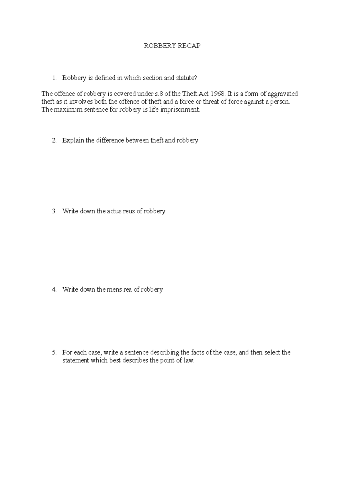 Robbery ROBBERY RECAP Robbery Is Defined In Which Section And Statute robbery-robbery-recap-robbery-is-defined-in-which-section-and-statute
