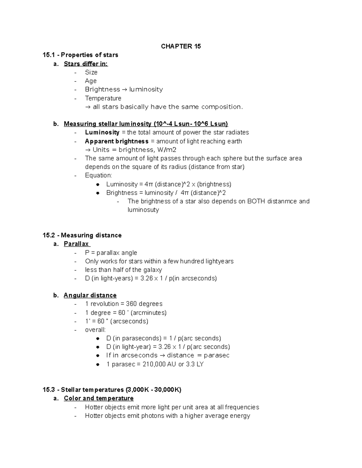 ASTR 102 0 EXAM 1 CH 15 - CH 15 notes Joan Marler - CHAPTER 15 15 ...