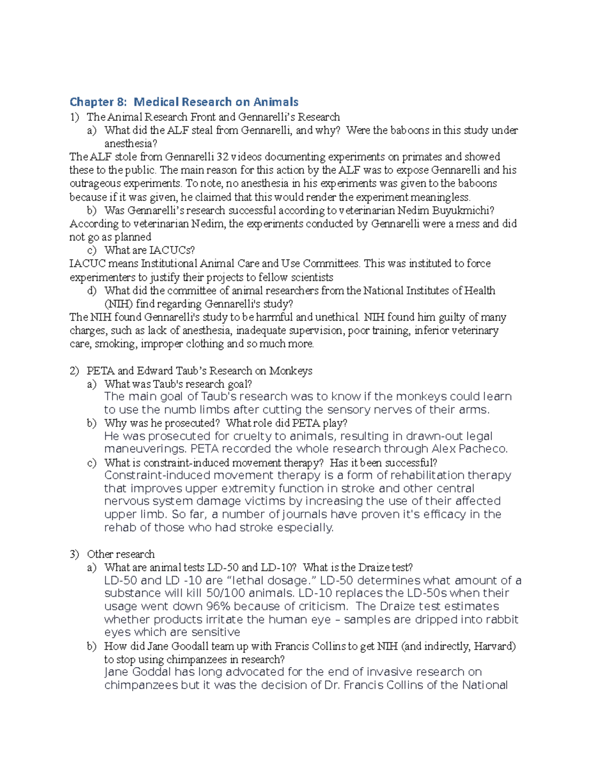 Chapter 8 - Chapter 8: Medical Research on Animals The Animal Research ...