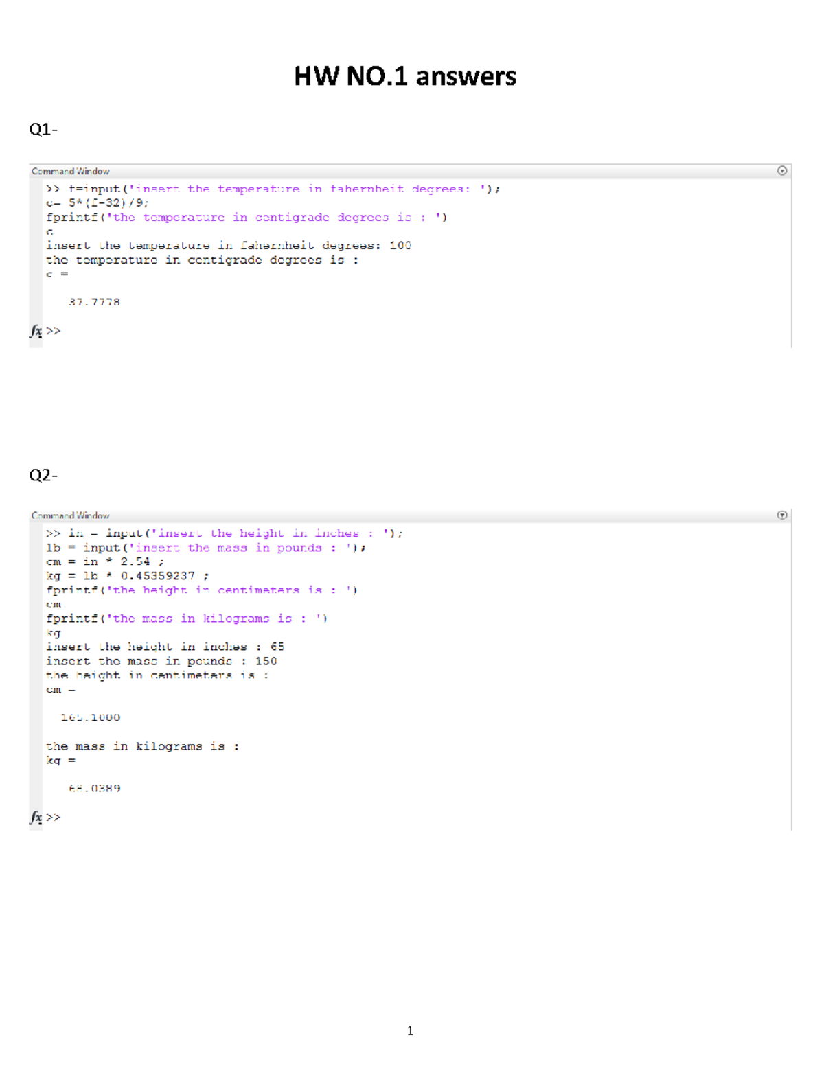 HW NO1 - homework - HW NO answers Q1- Q2- Q3- Q4- in this system we ...