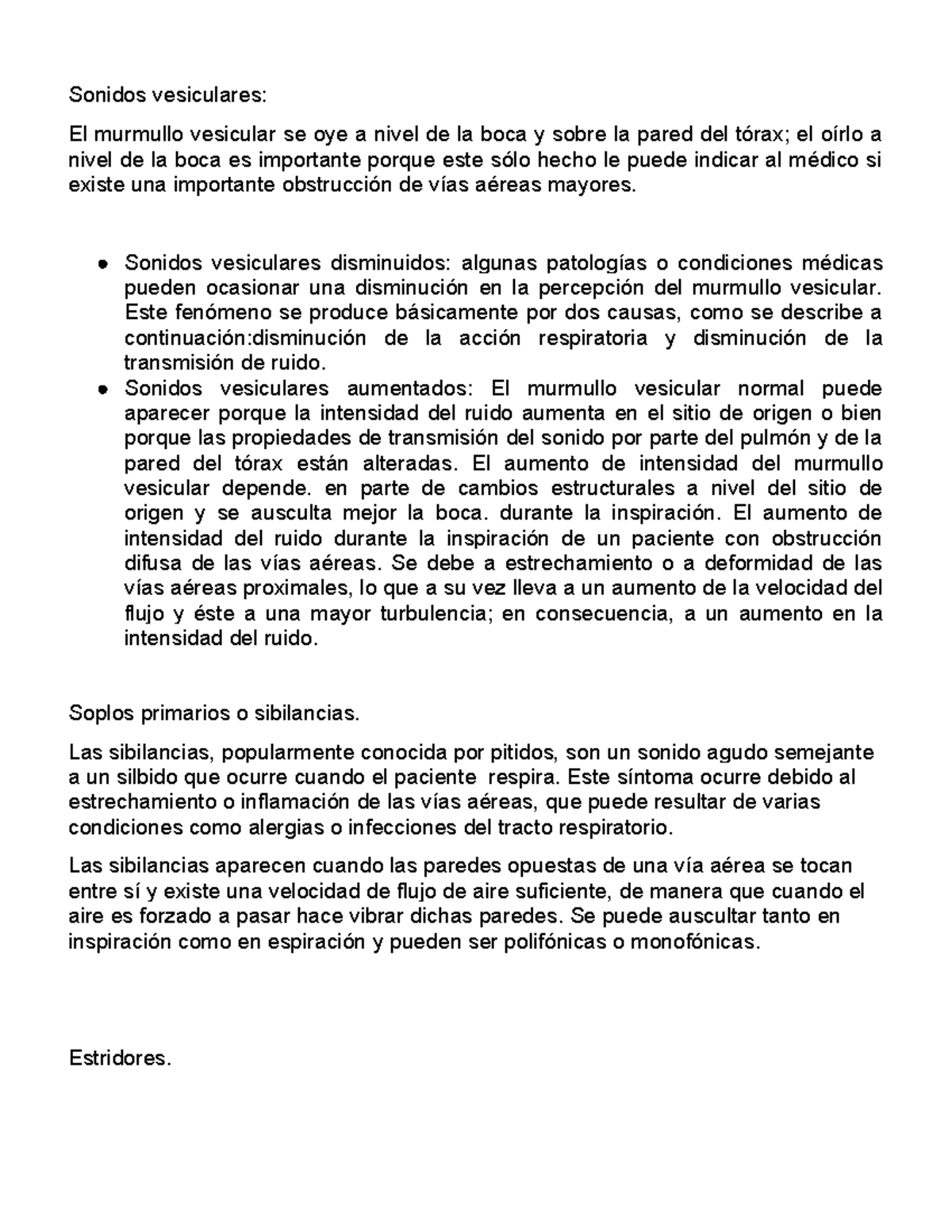 Sonidos respiratorios - Sonidos vesiculares: El murmullo vesicular se ...