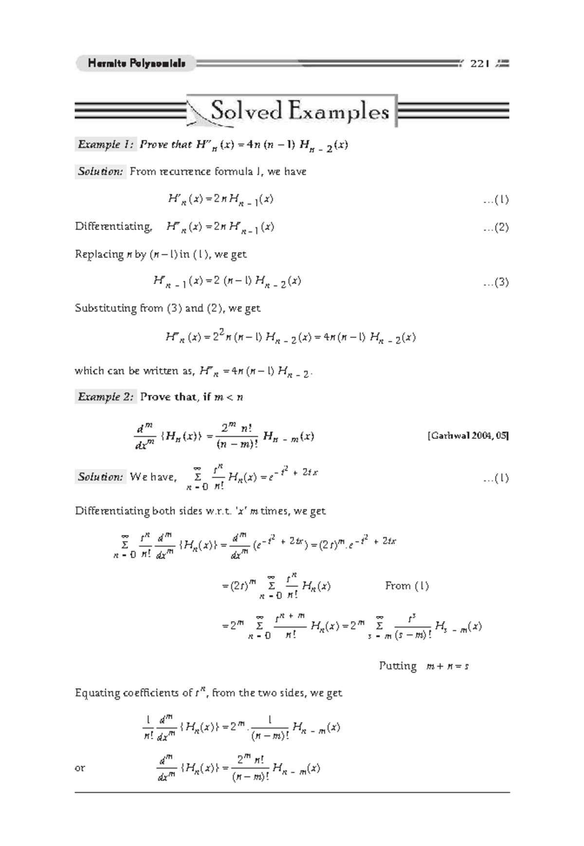 Differential equations-77 - Example 1: Prove that H ′′n ( )x = 4 n (n − ...