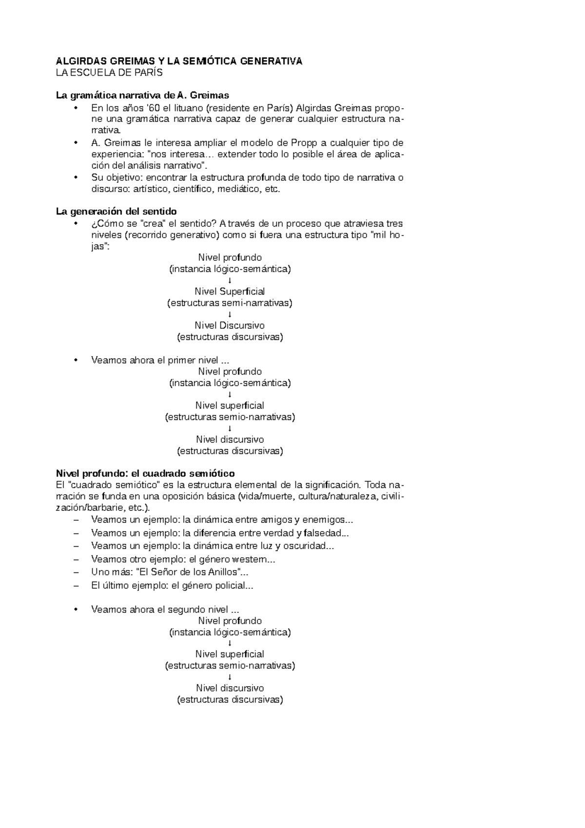 Greimas 4 - ALGIRDAS GREIMAS Y LA SEMIÓTICA GENERATIVA LA ESCUELA DE ...