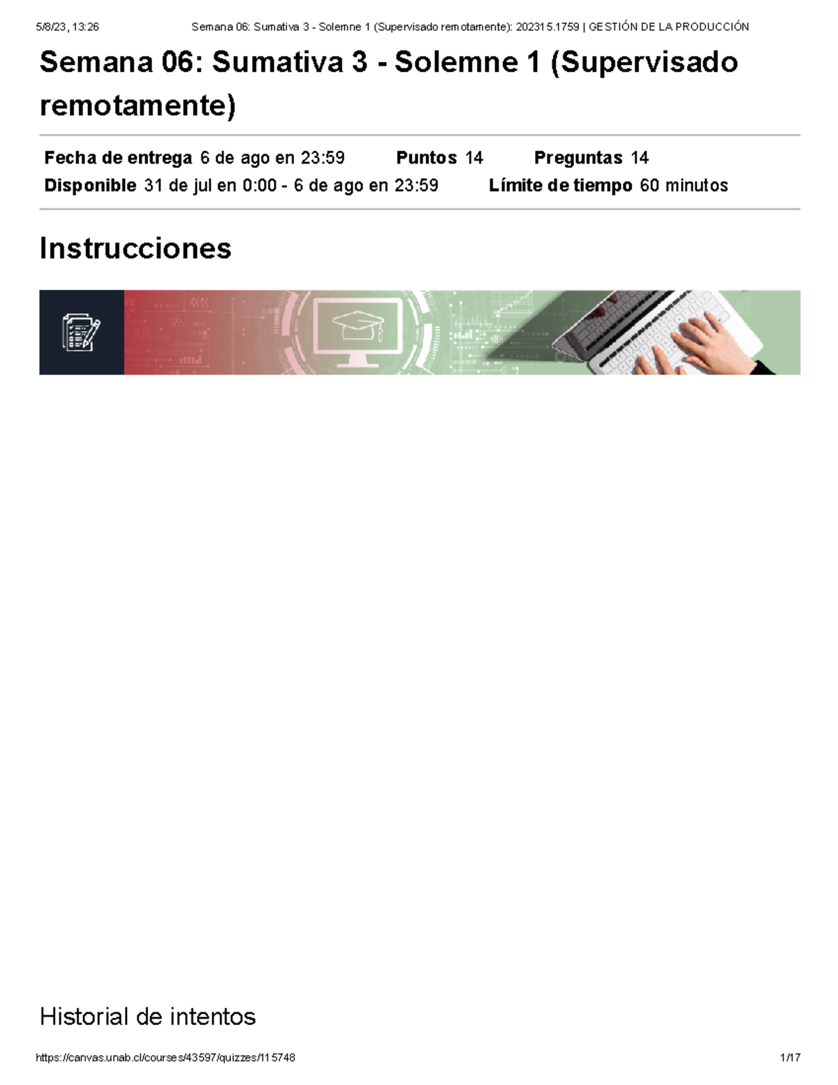 Semana 06 Sumativa 3 - Solemne 1 - Semana 06: Sumativa 3 - Solemne 1 (Supervisado remotamente ...