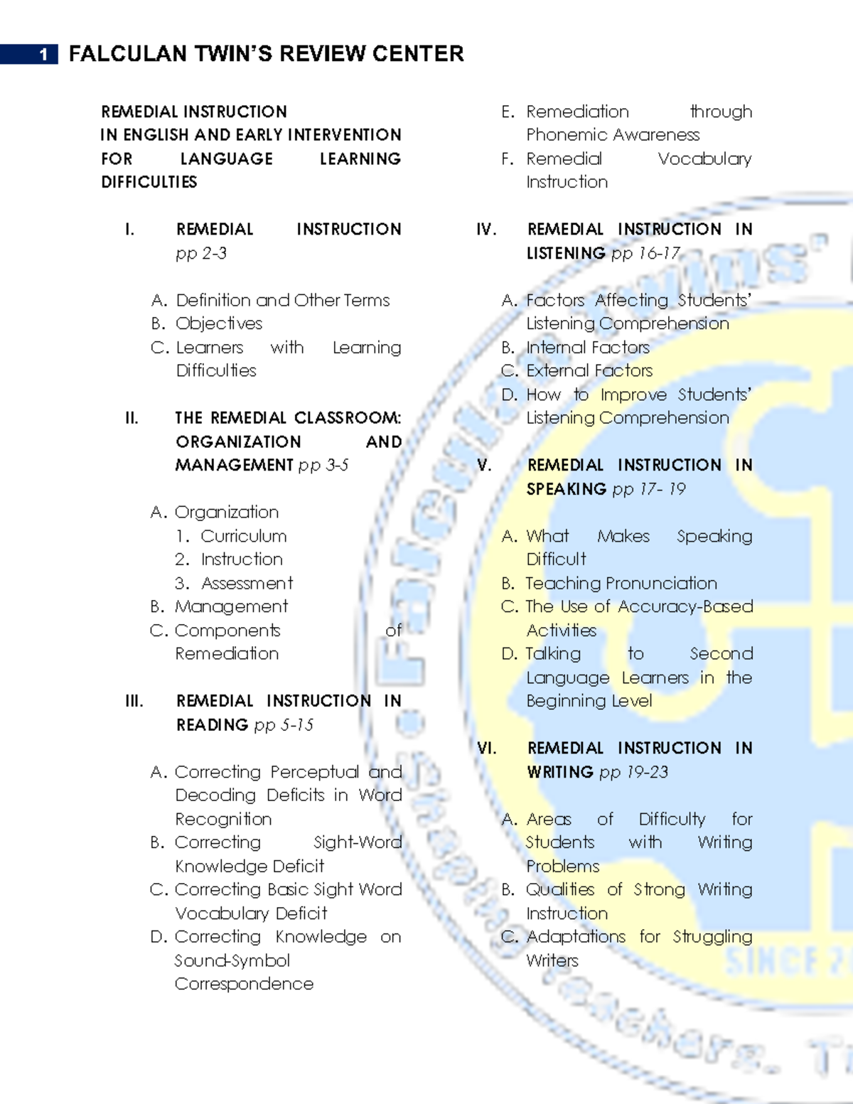4. Remedial Instruction IN English Handout - REMEDIAL INSTRUCTION IN ...