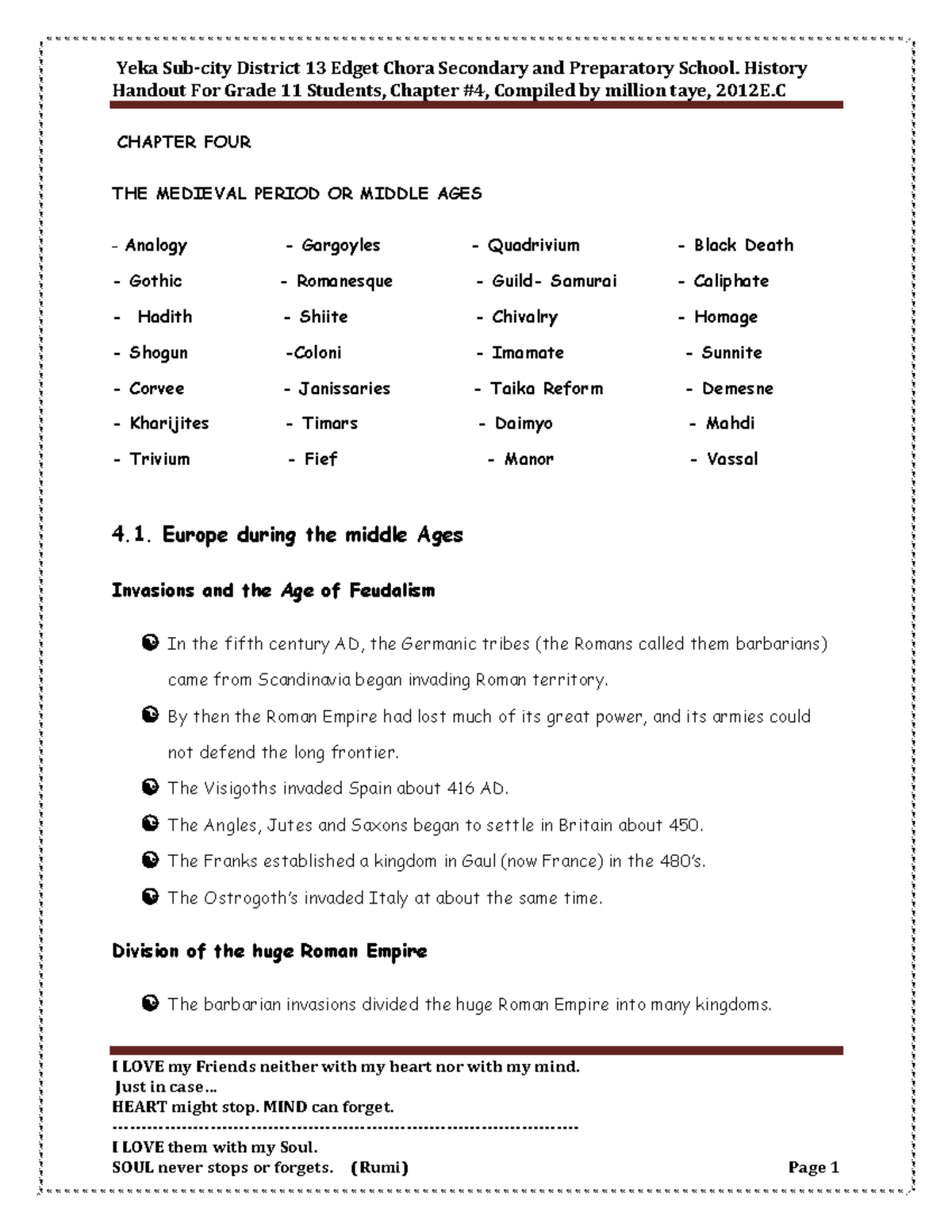 History grade 11 @chapter #4 - Handout For Grade 11 Students, Chapter ...