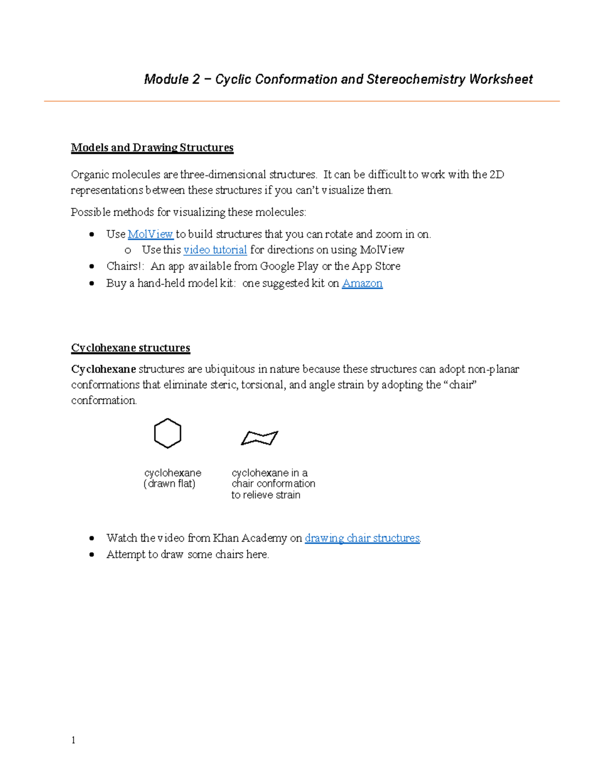 Module 2 Conformations and Stereochemistry - Module 2 – Cyclic Conformation and Stereochemistry ...