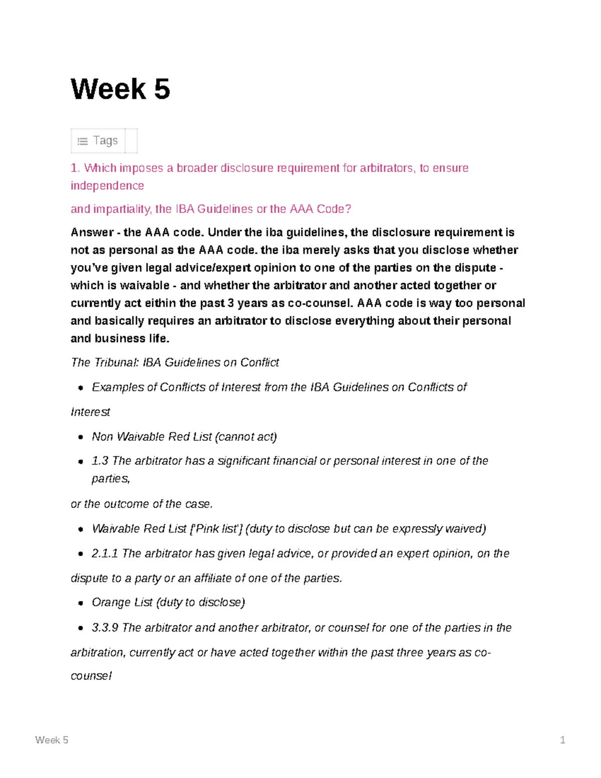 Week 5 arbitration - Lecture Notes - Week 5 1 Week 5 Tags Which imposes ...