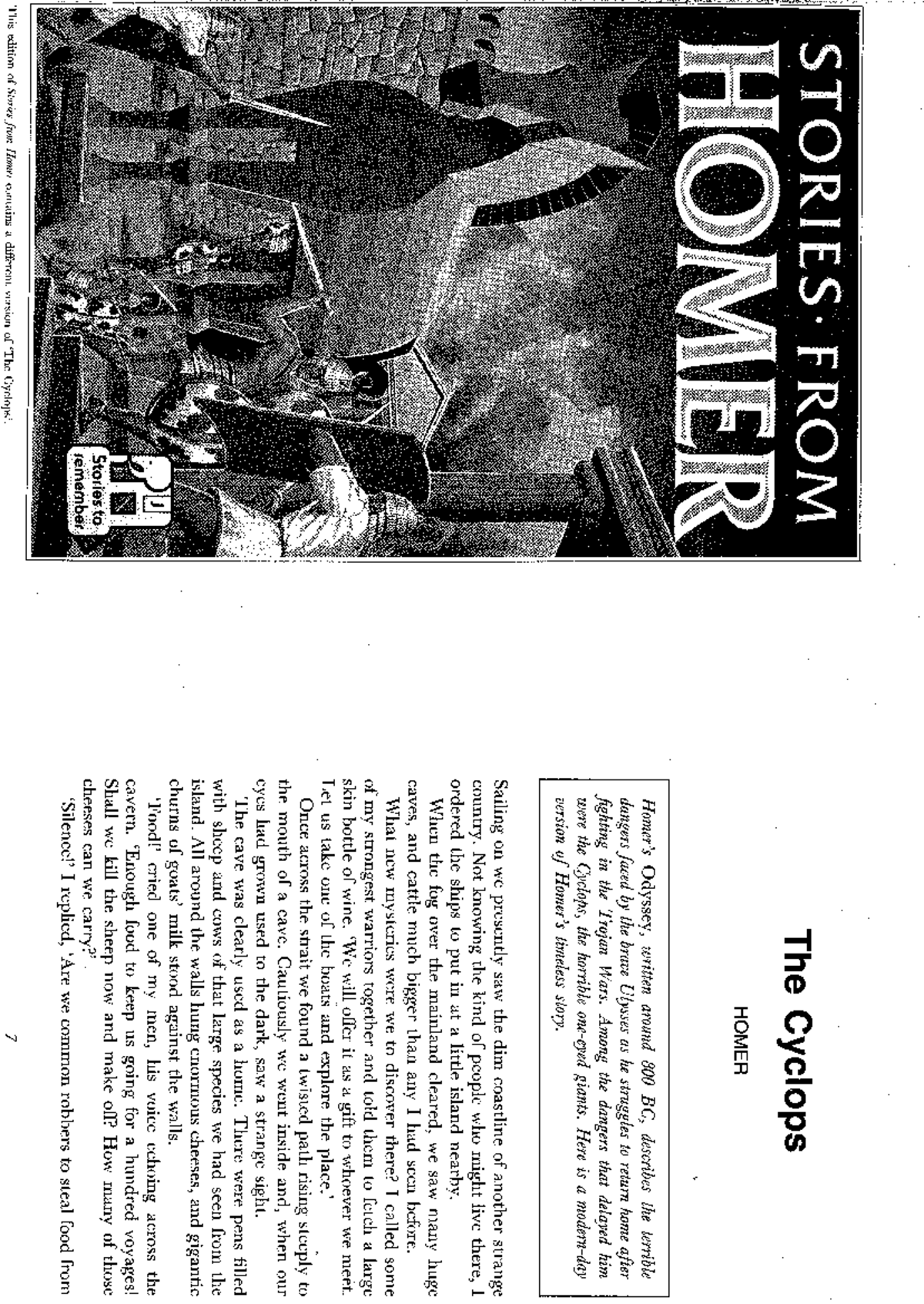 Cyclops - abc - TORIES FROM The Cyclops HOMER HOMER Odyssey, written ...