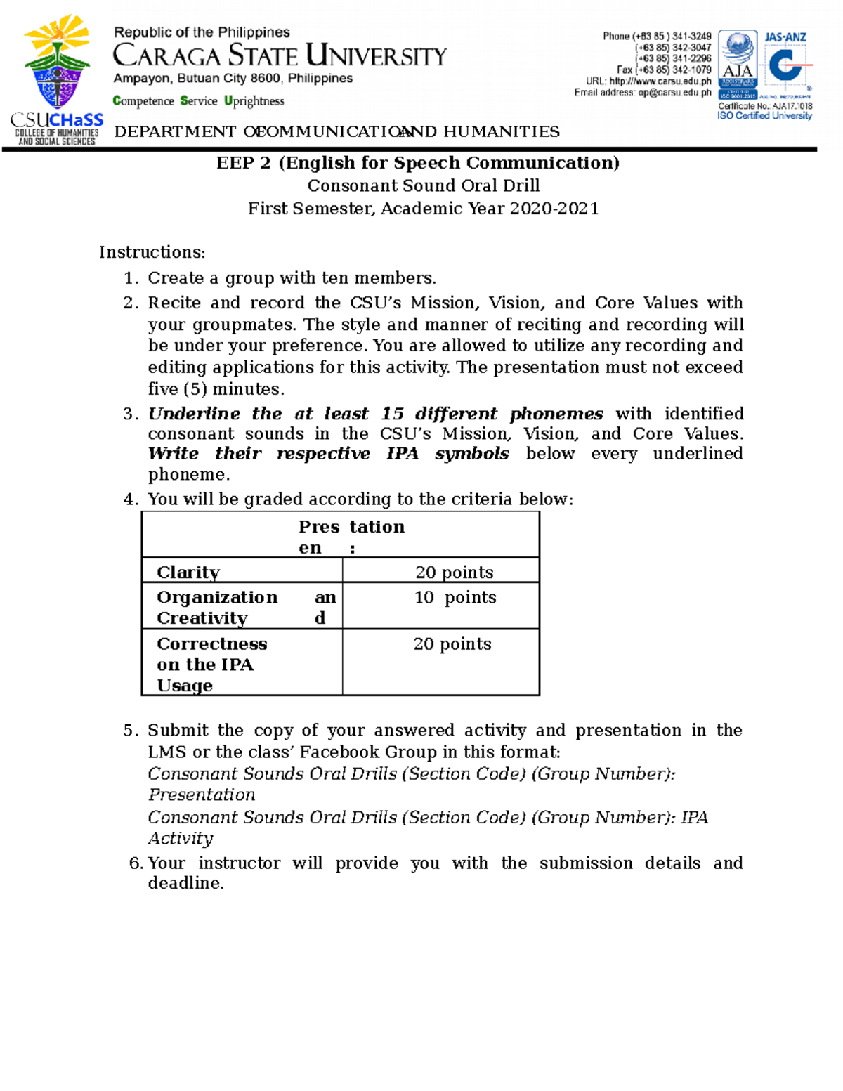 Consonant Sound Oral Drill - EEP 2 (English for Speech Communication ...
