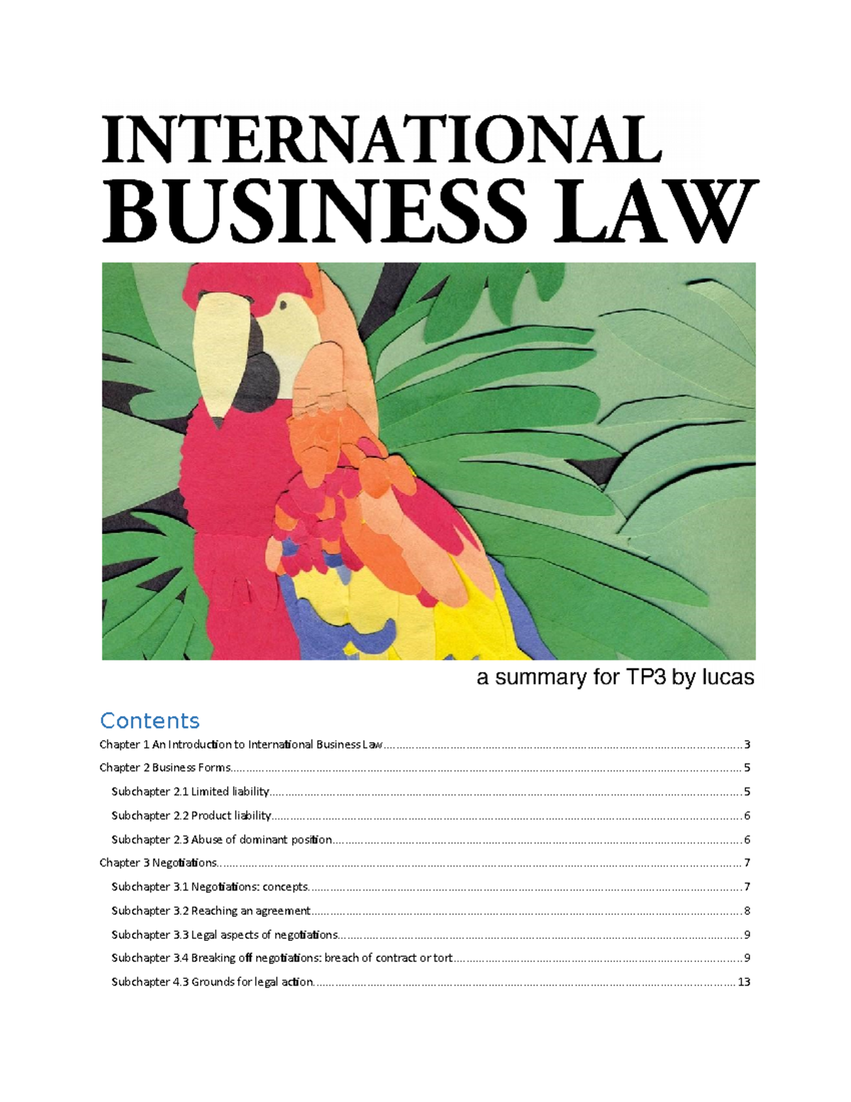 IBL-Summary - This summary was made based on the notes from my ...