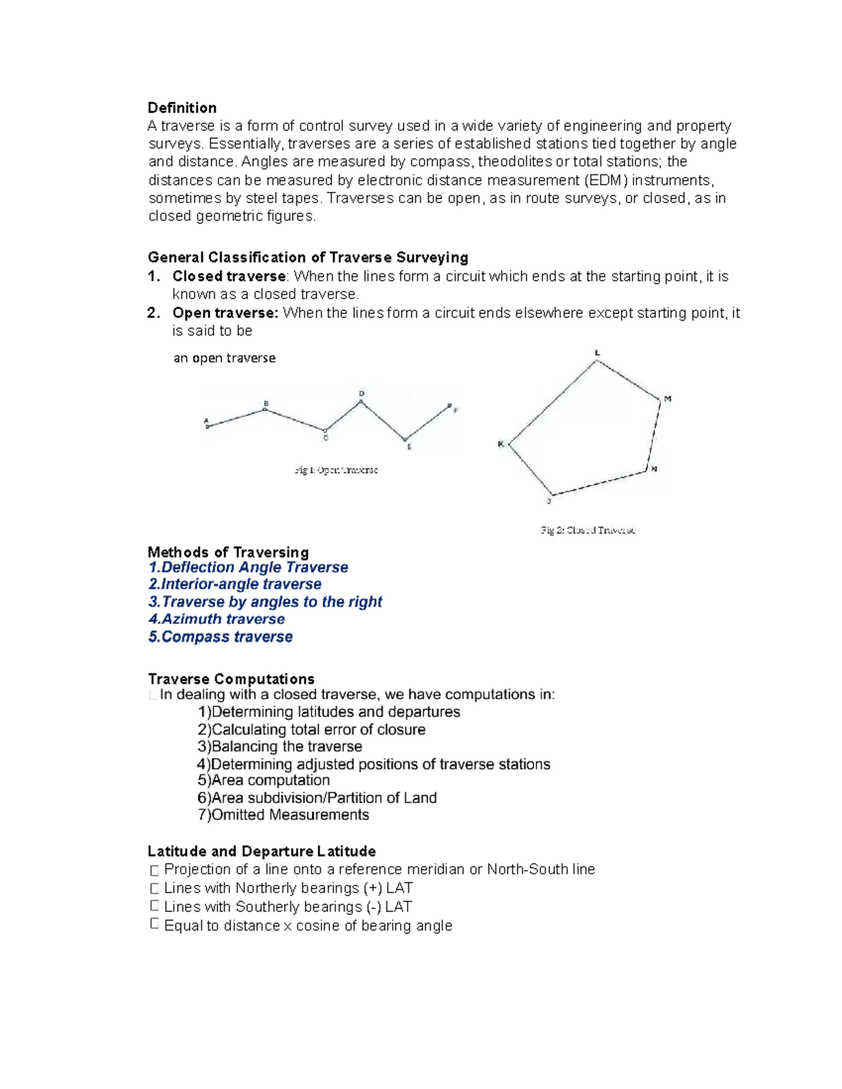 IM-11 Fundamentals of Surveying - Definition A traverse is a form of ...