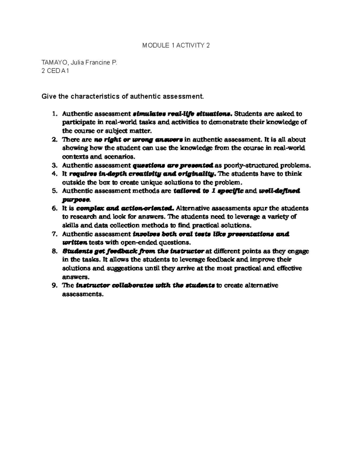 Module 1 Activity 2 Tamayo, Julia - Rizal’s Life, Works And Writings - Studocu