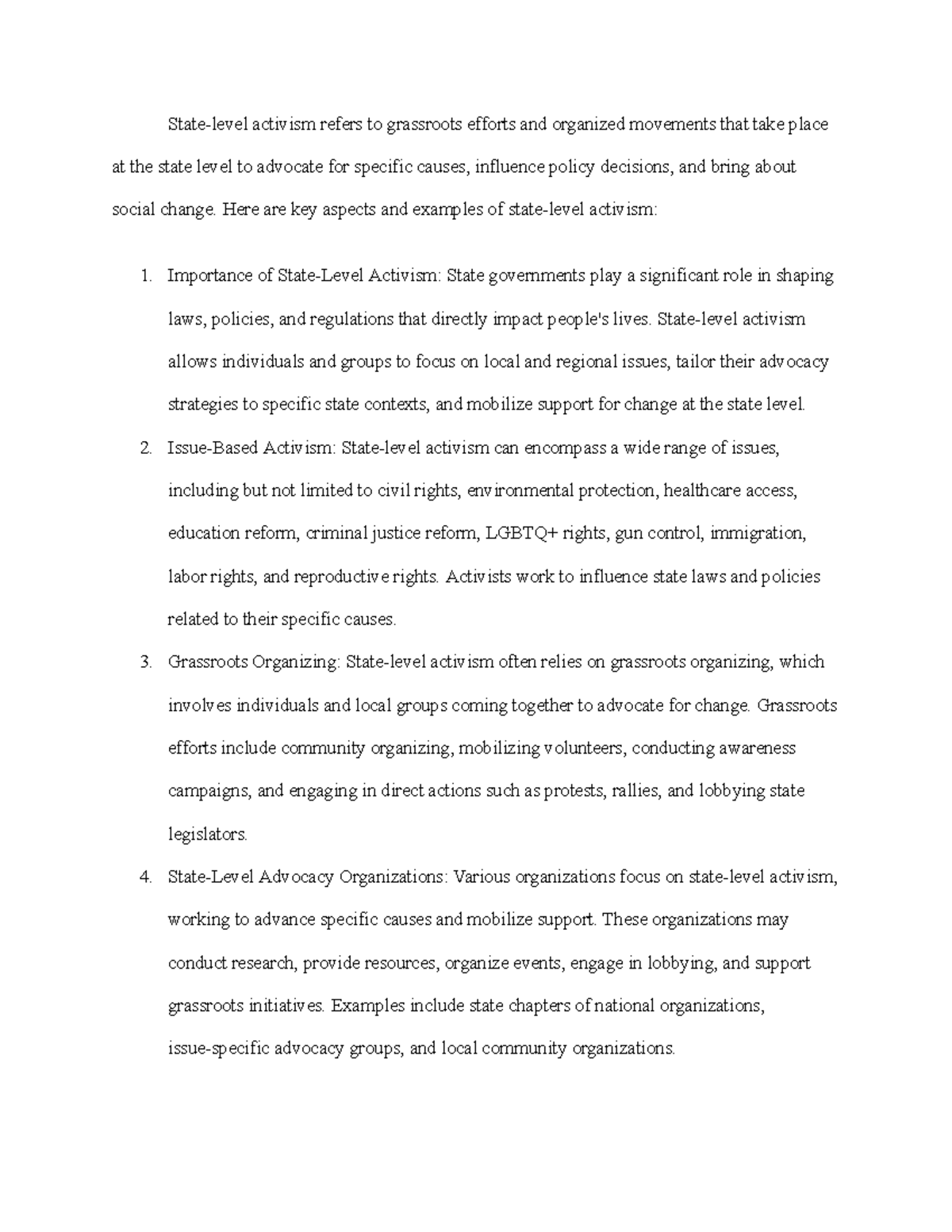 State-level activism - Here are key aspects and examples of state-level ...