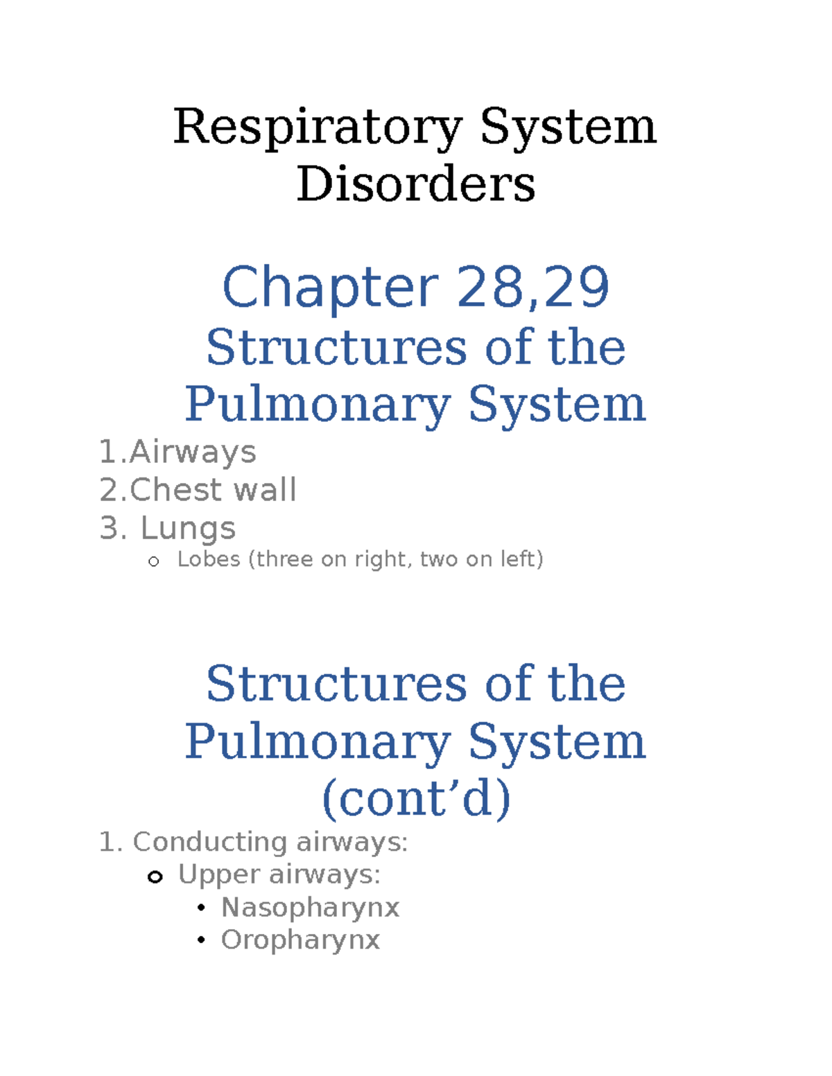 Respiratory System Disorders - Respiratory System Disorders Chapter 28 ...