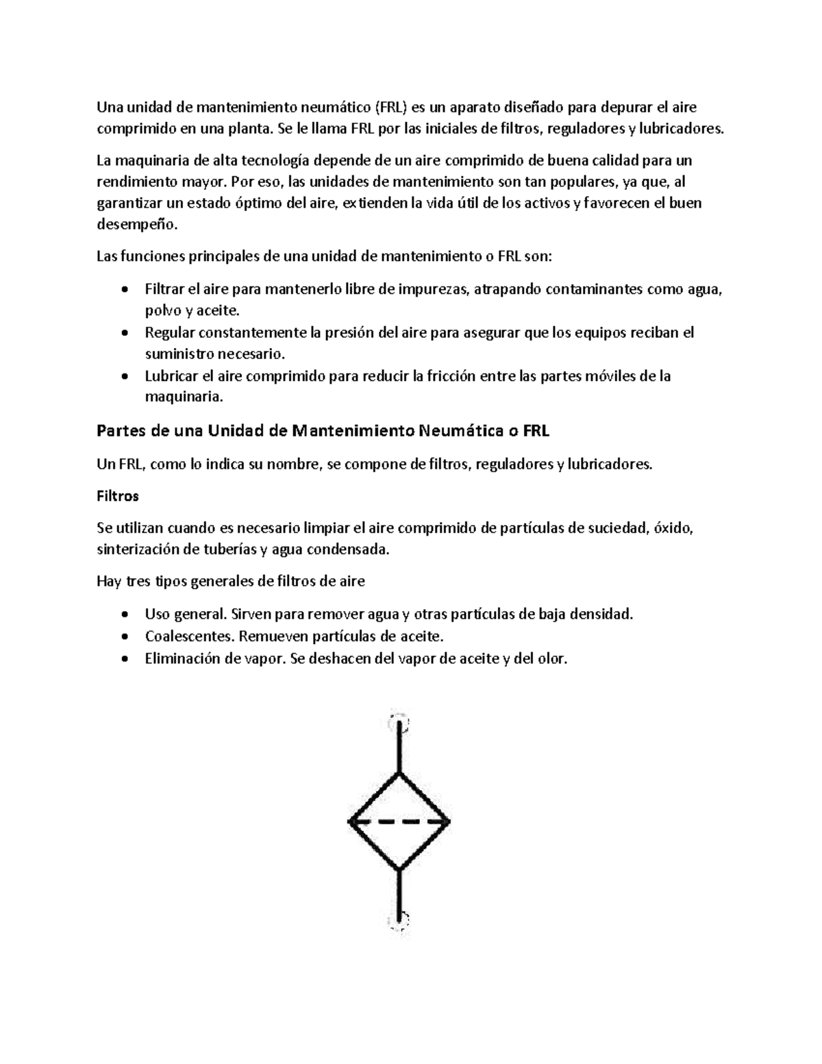 Una unidad de mantenimiento neumático FRL - Se le llama FRL por las ...