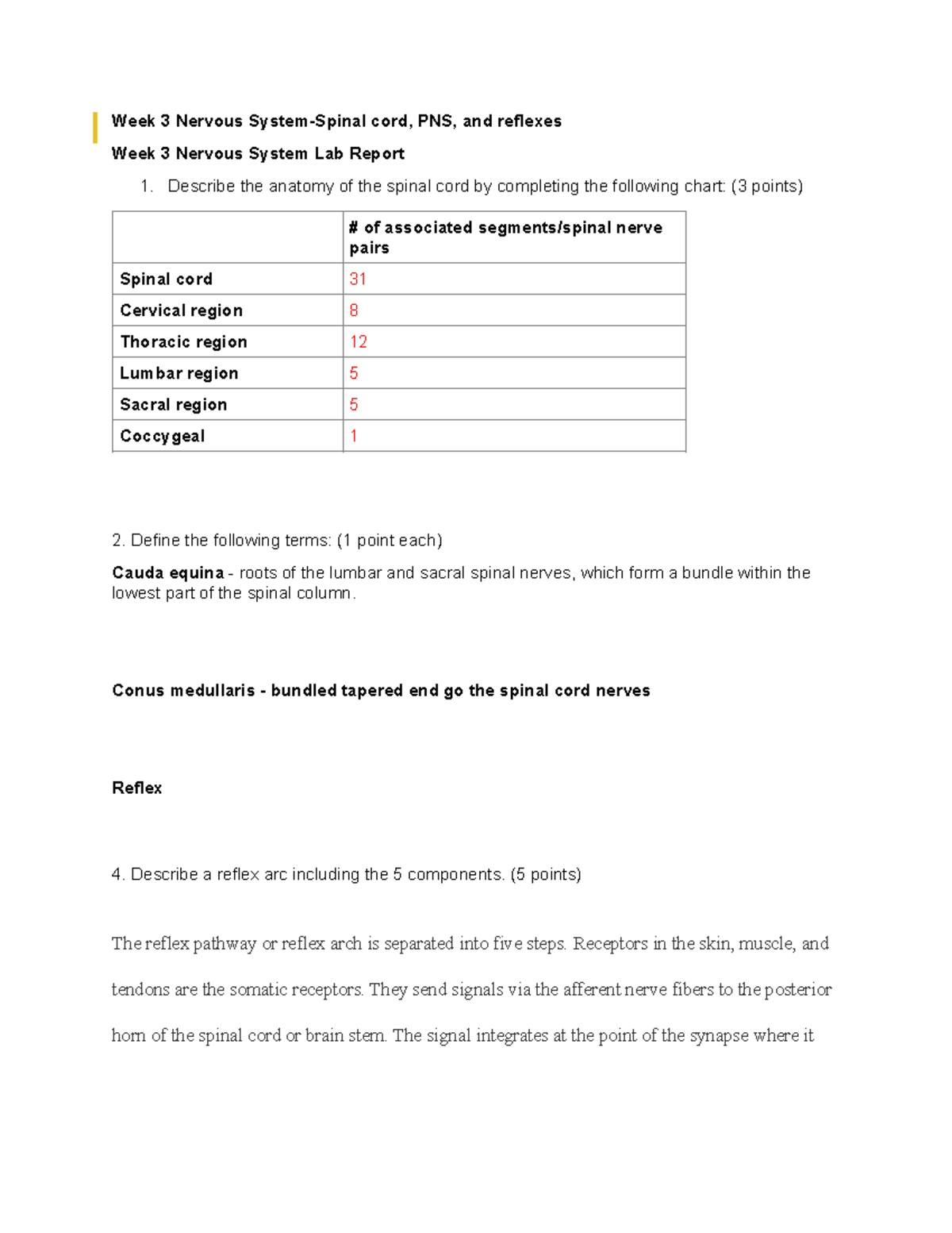 Lab - Week 3 - Lab worksheet - Week 3 Nervous System-Spinal cord, PNS ...