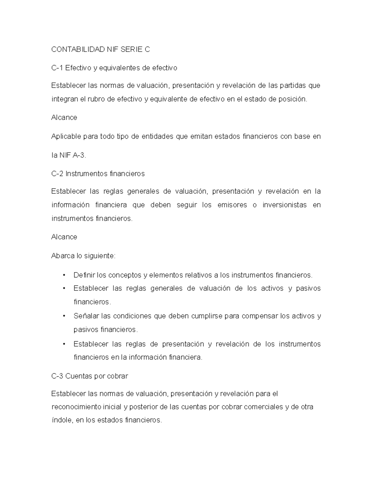 NIF Serie C - CONTABILIDAD NIF SERIE C C-1 Efectivo y equivalentes de ...