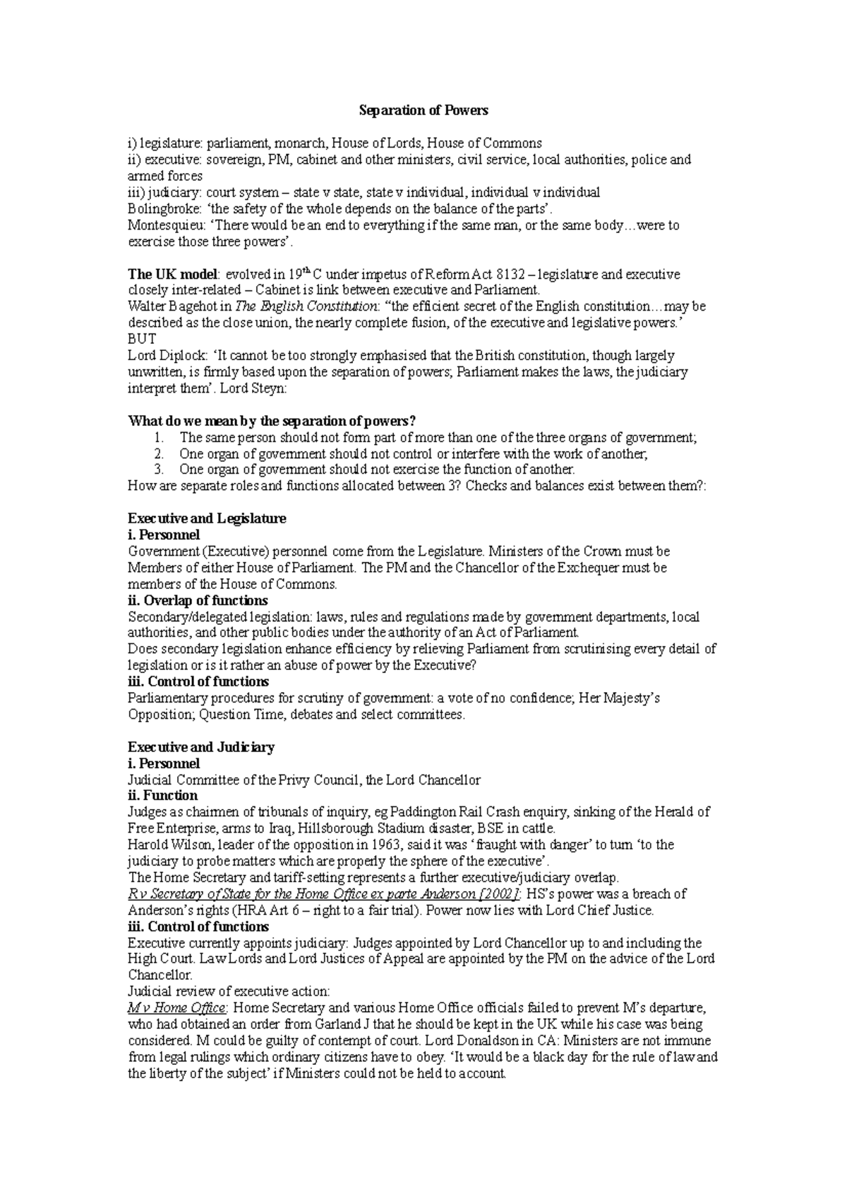 Separation of Powers - Montesquieu: ‘There would be an end to ...