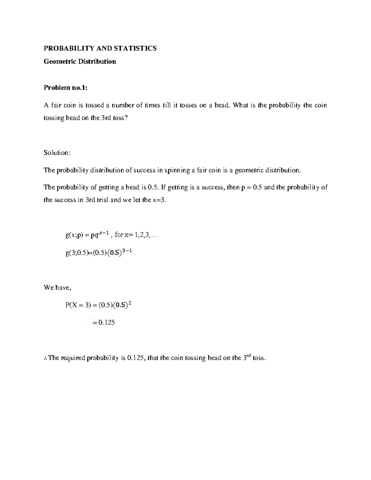 Geometric Distribution - PROBABILITY AND STATISTICS Geometric ...