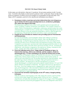 FAS 101 Exam 1 Study Guide - FAS 101 Exam 1 Study Guide On this test ...