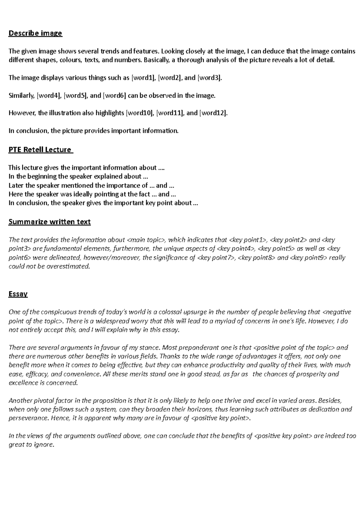 PTE Sample format - Notes - Describe image The given image shows ...