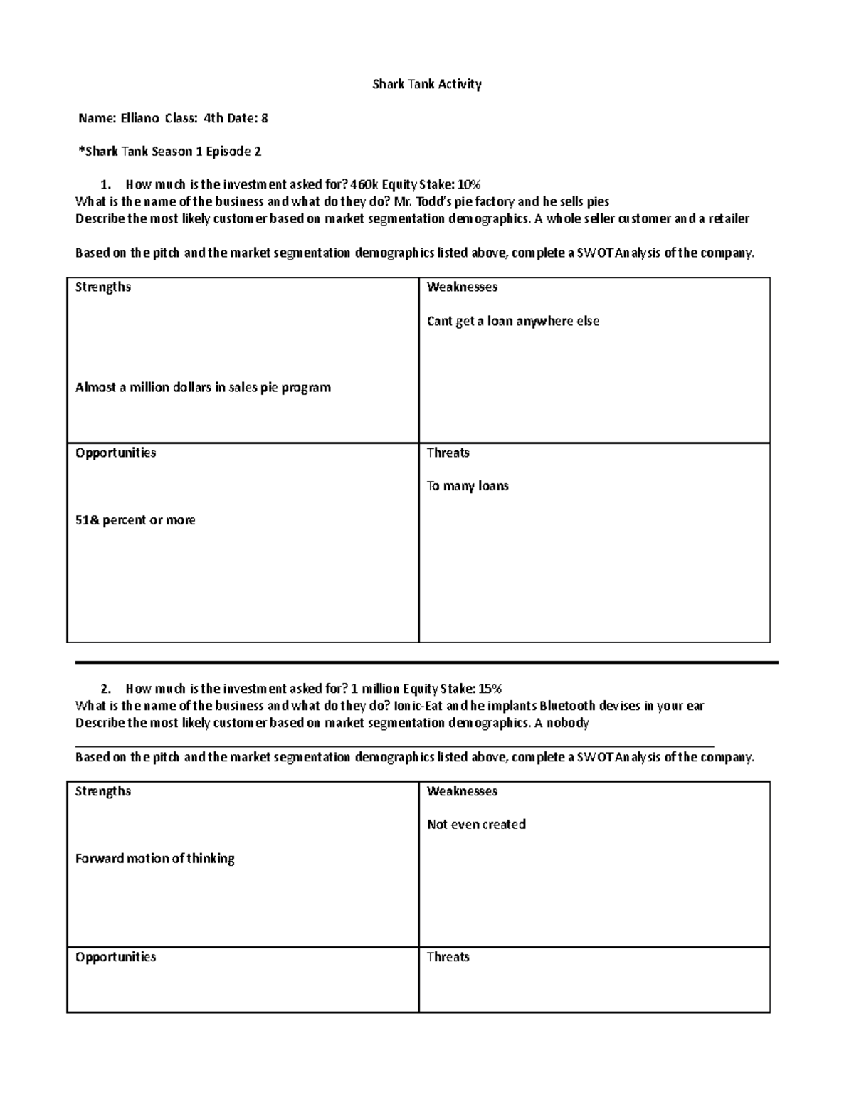 ABShark tank season 1 episode 1 part 2 - Shark Tank Activity Name ...