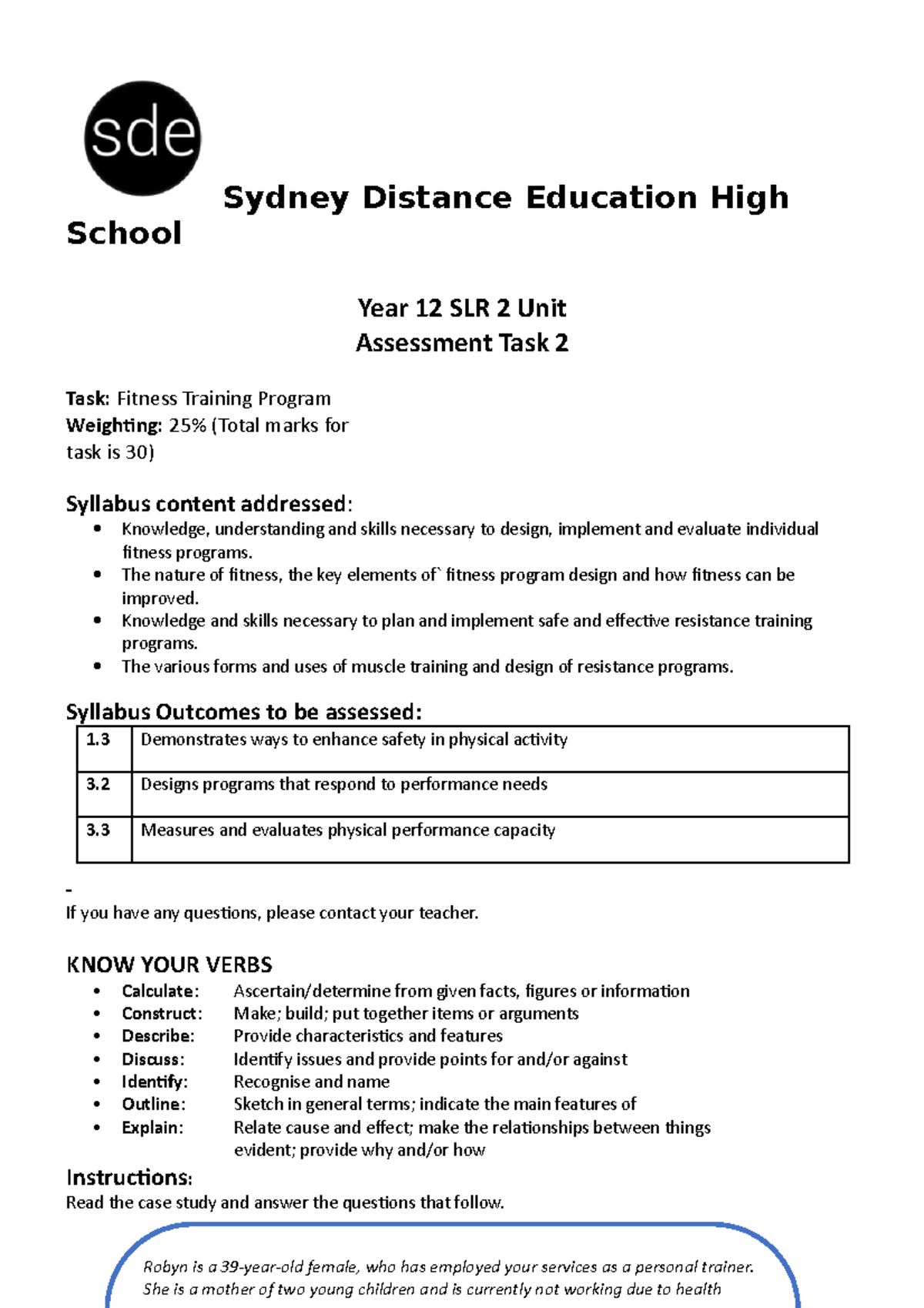 SLR Assessment task 2 2022 - Sydney Distance Education High School Year ...