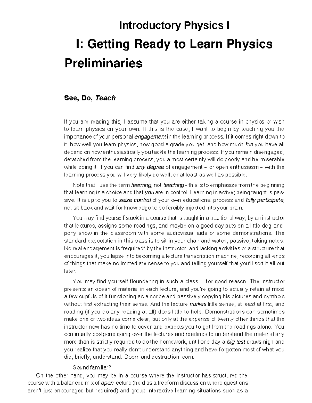 Introductory Physics I 2 - Introductory Physics I I: Getting Ready to ...