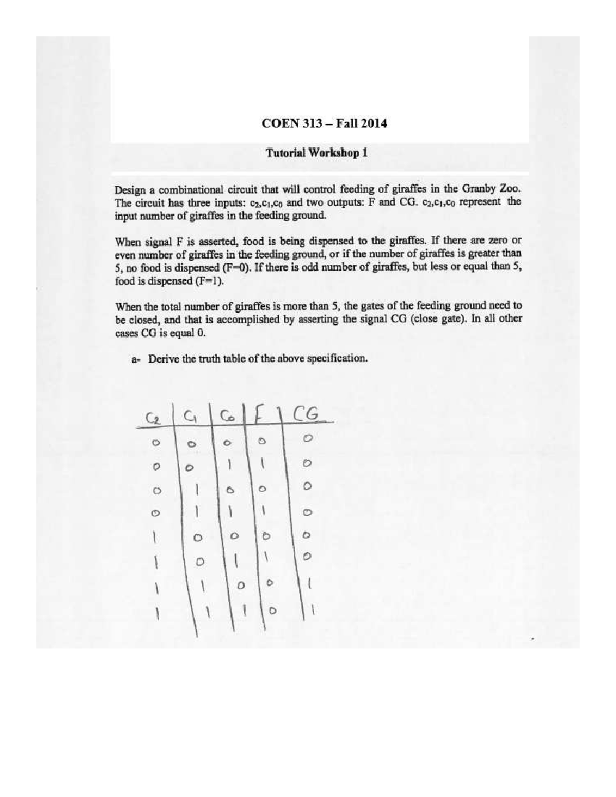 Tutorial Workshop 1 Sol - COEN 313 - Studocu