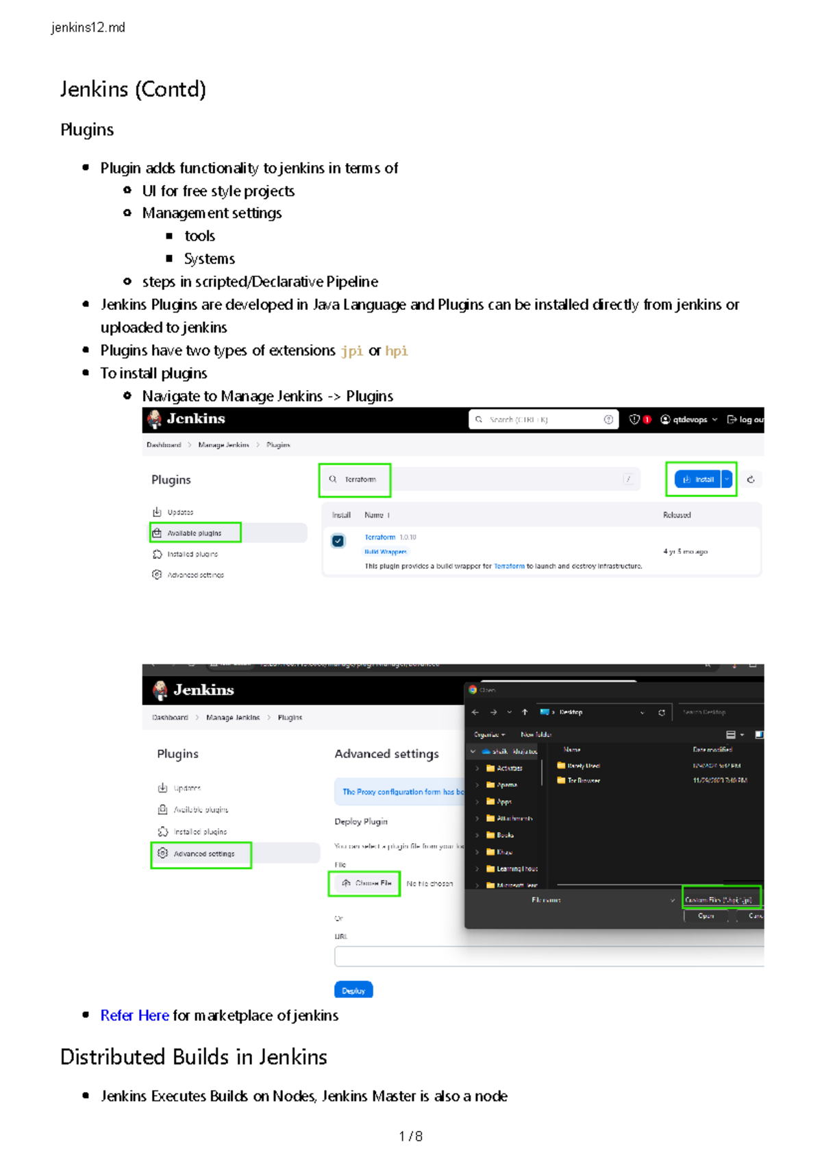 Jenkins 12 - It is a devops notes - Jenkins (Contd) Plugins Plugin adds ...