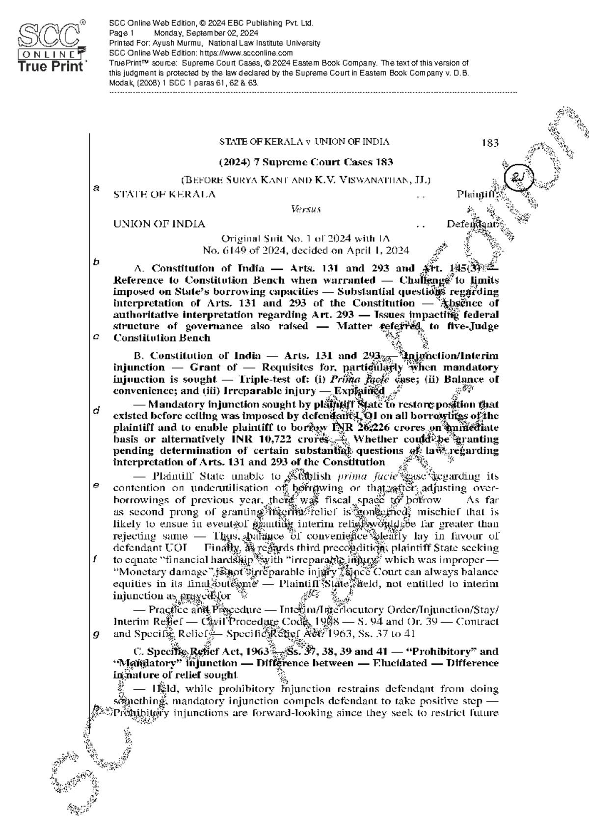 TP 2024 7 scc 183 196 ayushmurmuballb nliuacin 20240902 110745 1 14 - Modak, (2008) 1 SCC 1 ...