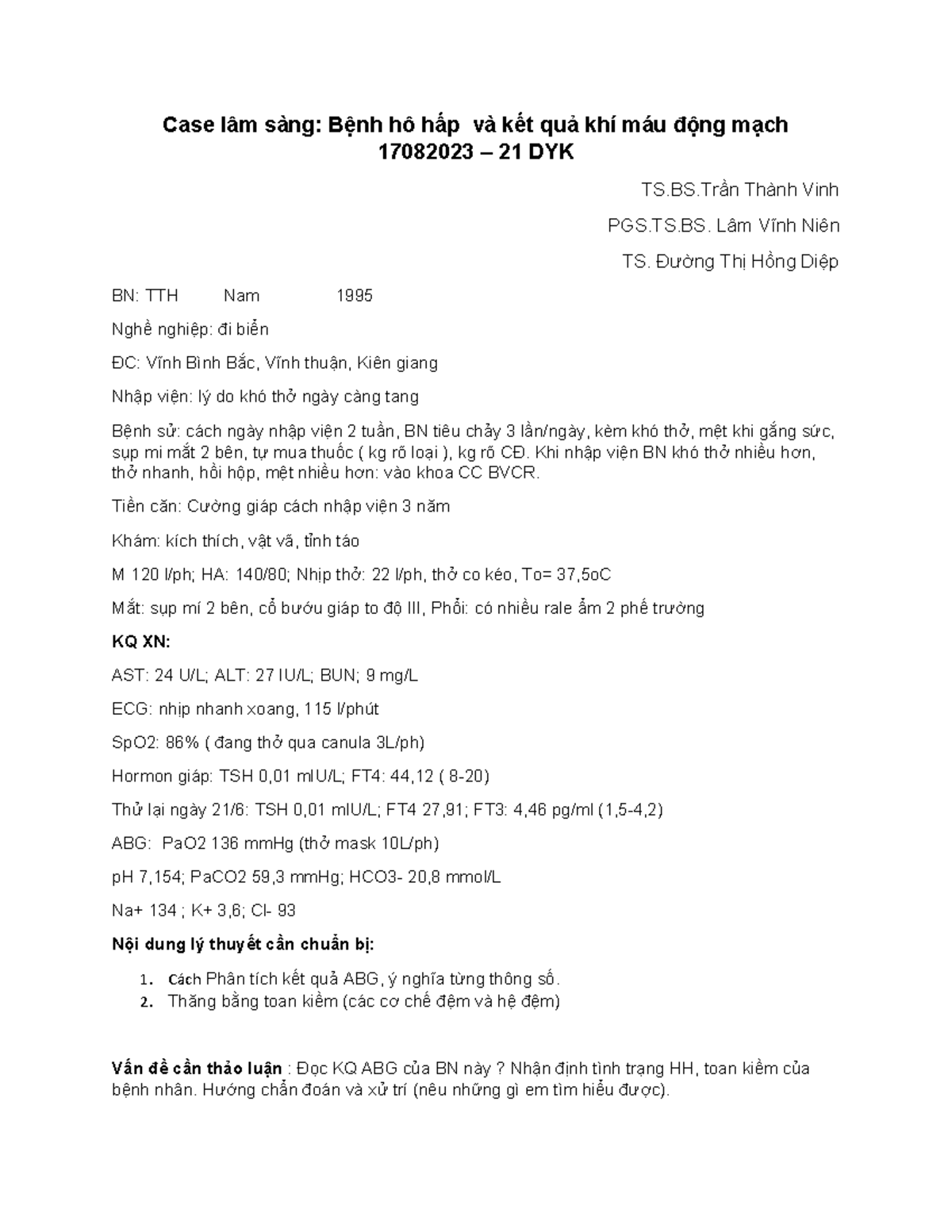 Case LS THHS-Module-Hohap-21DYK 17082023-guisv - Case lâm sàng: Bệnh hô ...