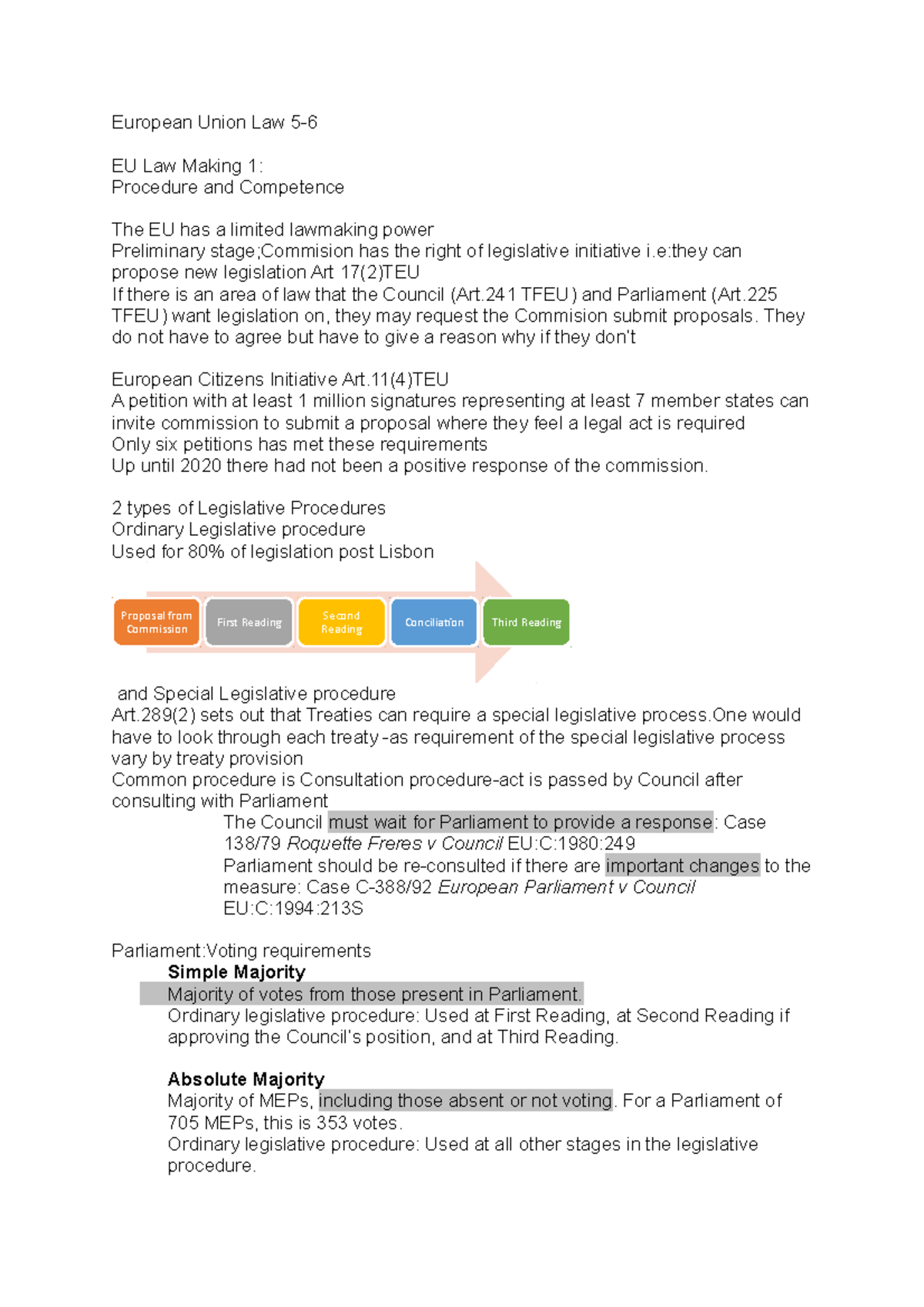 European Union Law 5-6 - EU Law making procedure - European Union Law 5- EU Law Making 1 ...