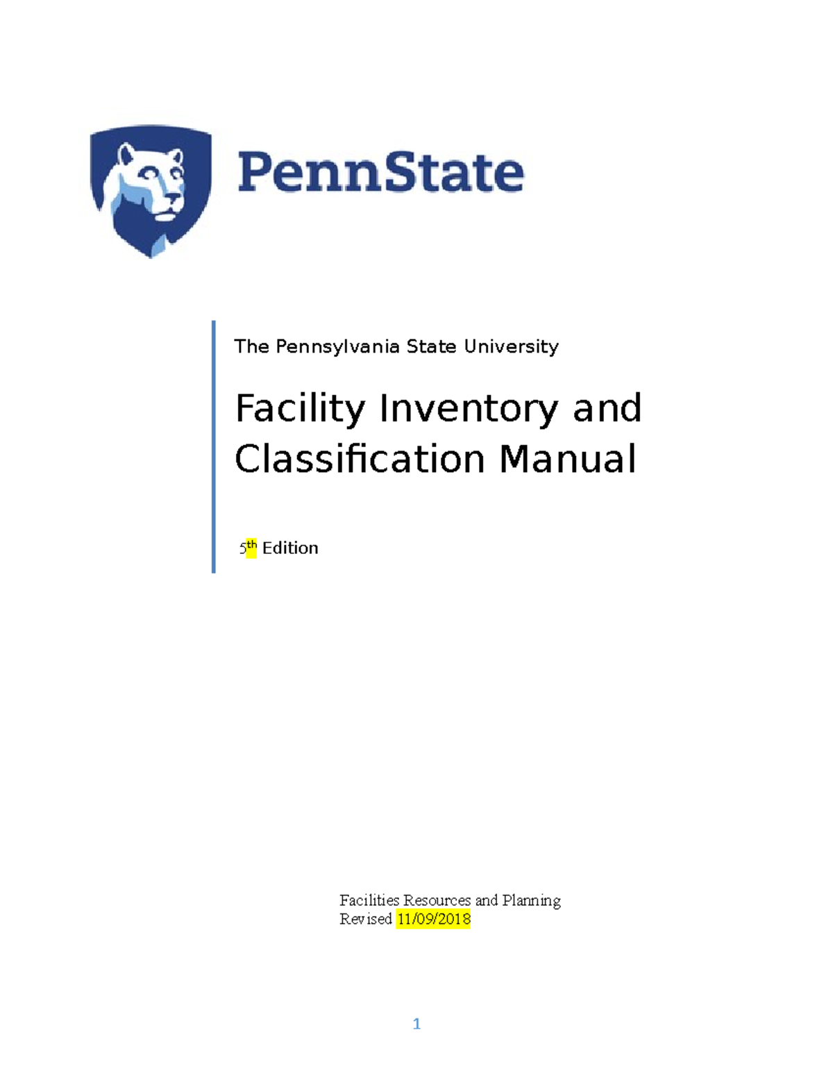 Psu classification manual-edition 5-1 current - Facilities Resources ...