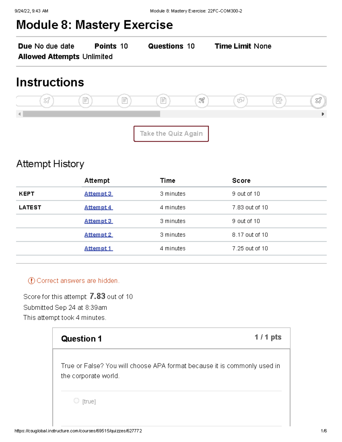 Module 8 Mastery Exercise 22FC-COM300-22 - Module 8: Mastery Exercise Due No due date Points 10 ...