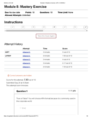 Module 8 Mastery Exercise 22FC-COM300-21 - Module 8: Mastery Exercise Due No due date Points 10 ...