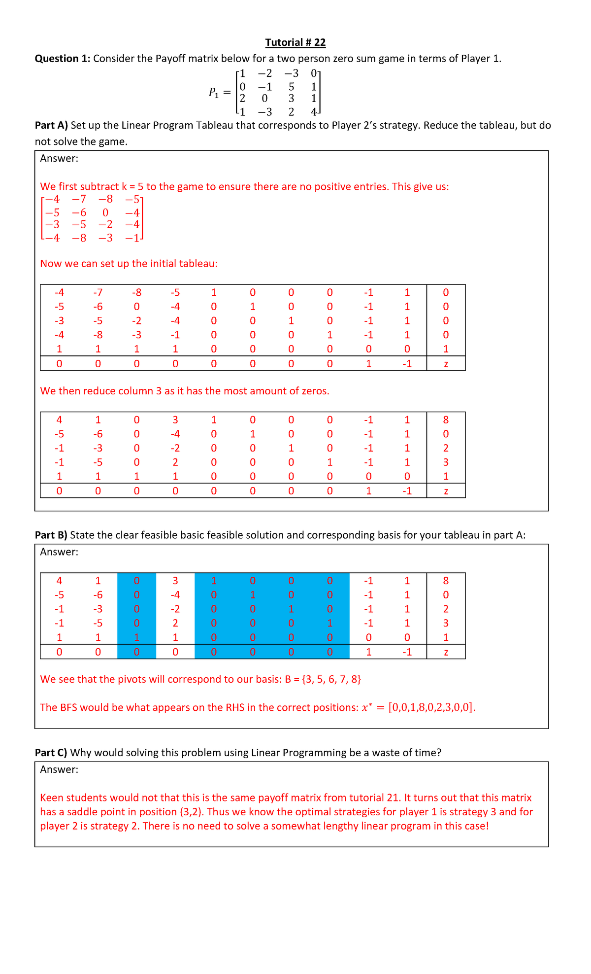 Tutorial 22 - Solutions - Tutorial # 22 Question 1 : Consider the ...